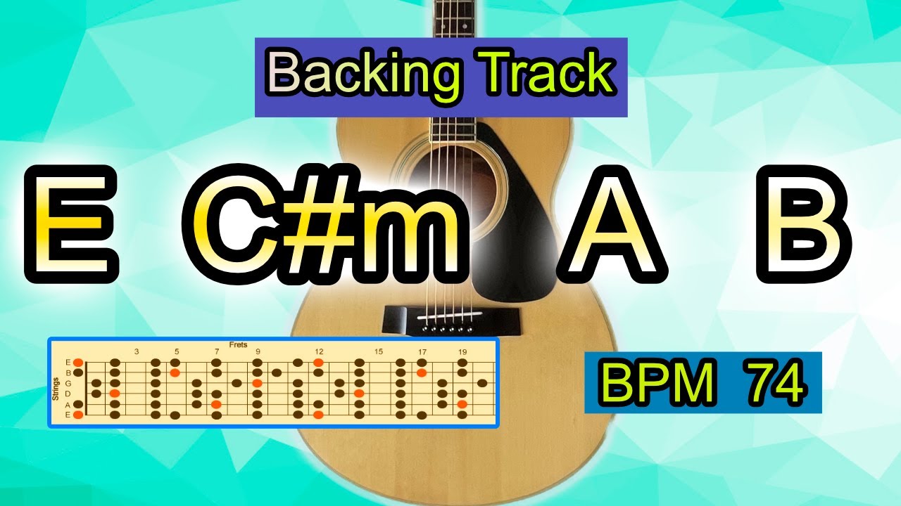 Atmospheric Acoustic Backing Track in E major for guitar（with scale) # ...