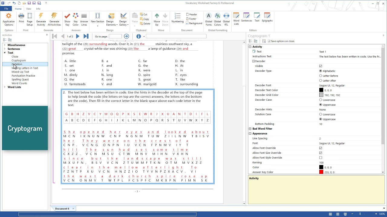 Vocabulary Worksheet Factory 6 (Short): Text Activities - YouTube