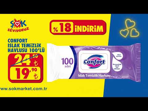 Confort 100'lü Islak Temizlik Havlusu %18 İndirimle hem #ŞOK’ta hem #CepteŞOK’ta! 💛