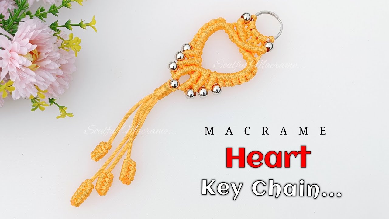 Macramé Keychain | Macramé Heart Pattern | Keychain Tutorial with ...
