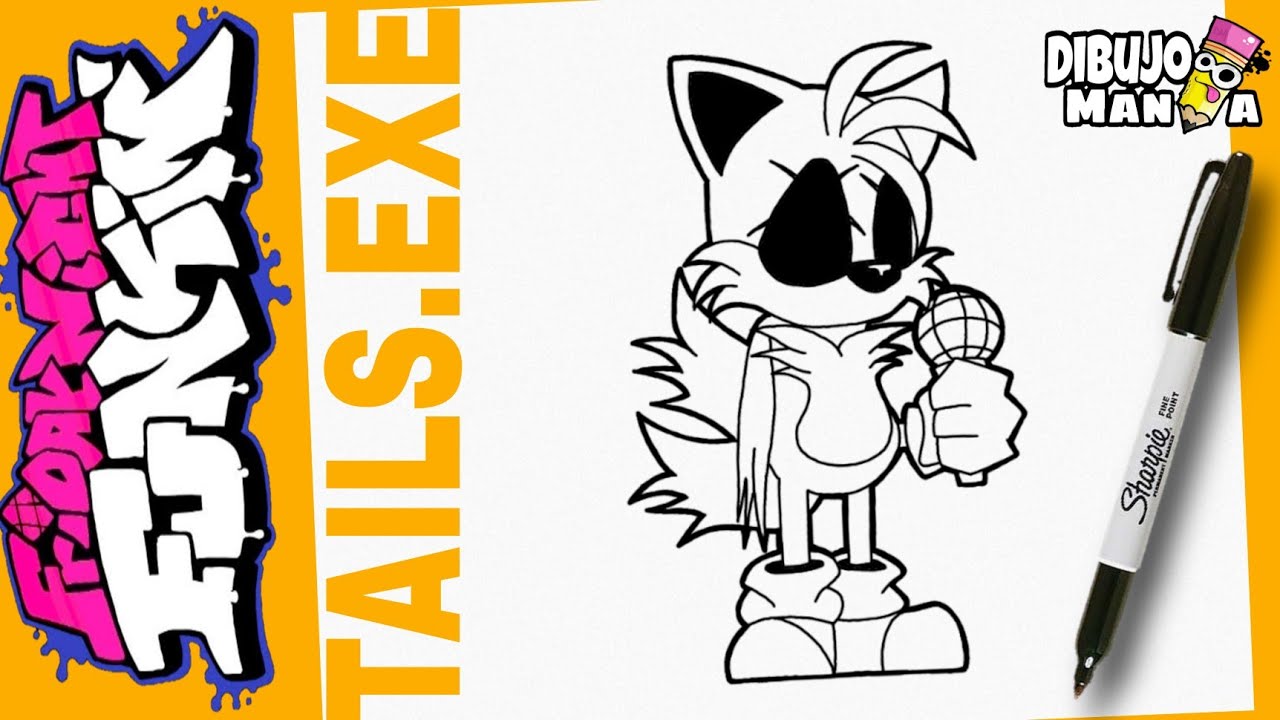 COMO DIBUJAR A Tails exe DE FRIDAY NIGHT FUNKIN How To Draw Tails exe