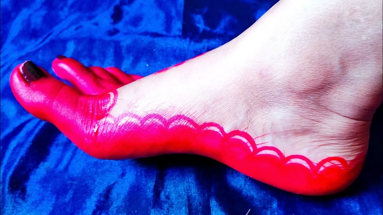 Simple alta design for feet//Feet Mahavar design//Diwali and chhan puja ...
