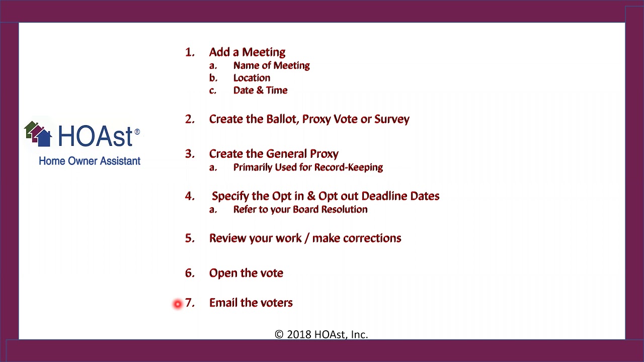 HOAst, Inc., Online Training: Setting up Votes and Proxies - YouTube