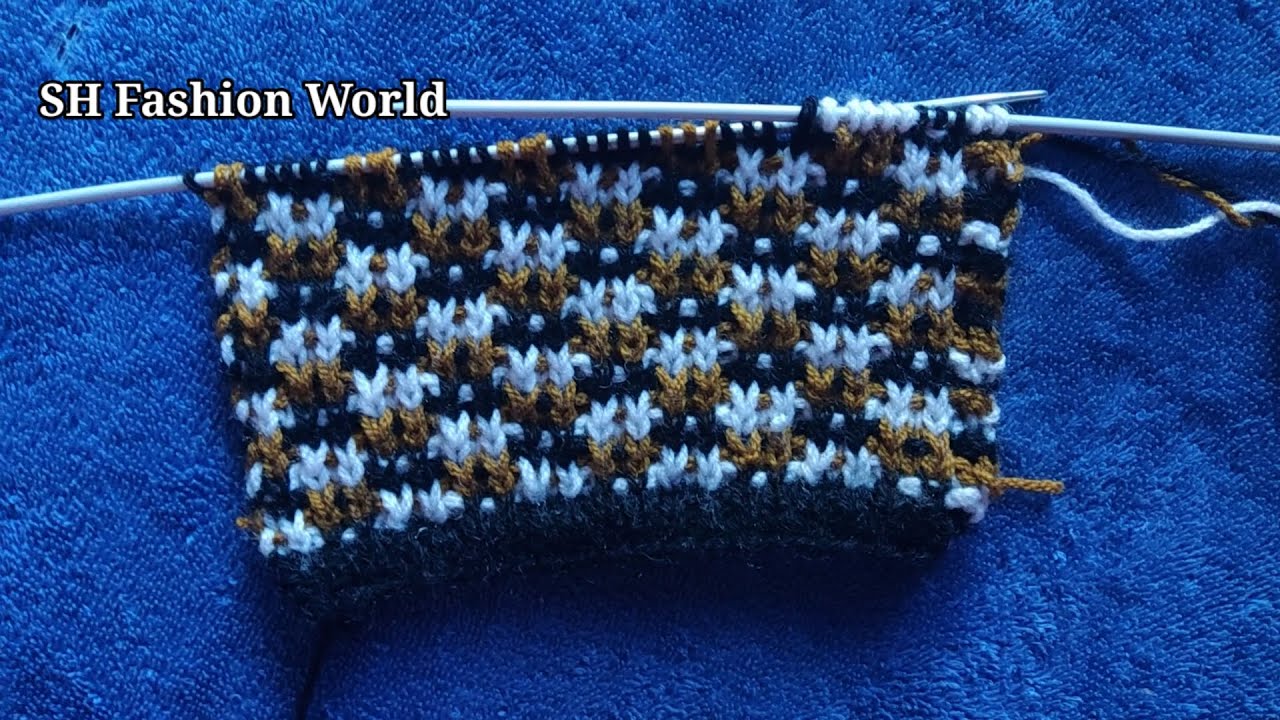 Tri colours knitting design by SH Fashion World - YouTube