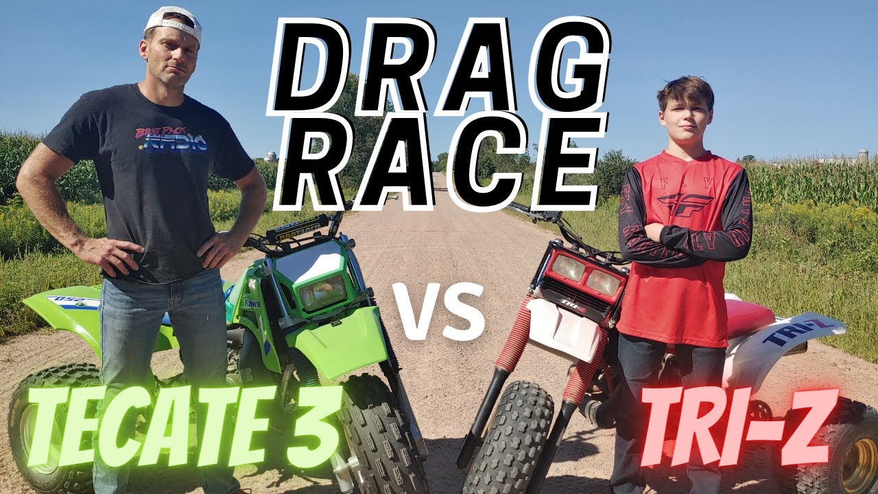 Three Wheeler Drag Race: Kawasaki Tecate 3 VS Yamaha Tri-Z! - YouTube
