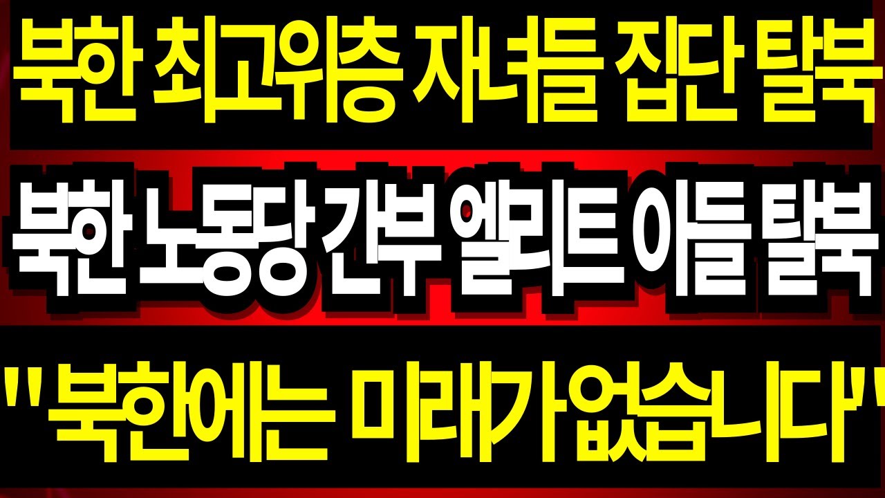 북한 노동당 간부 엘리트 아들 탈북 북한에는 미래가 없습니다 북한 최고위층 자녀들이 탈북하여 한국생활에 적응하며 대한민국의