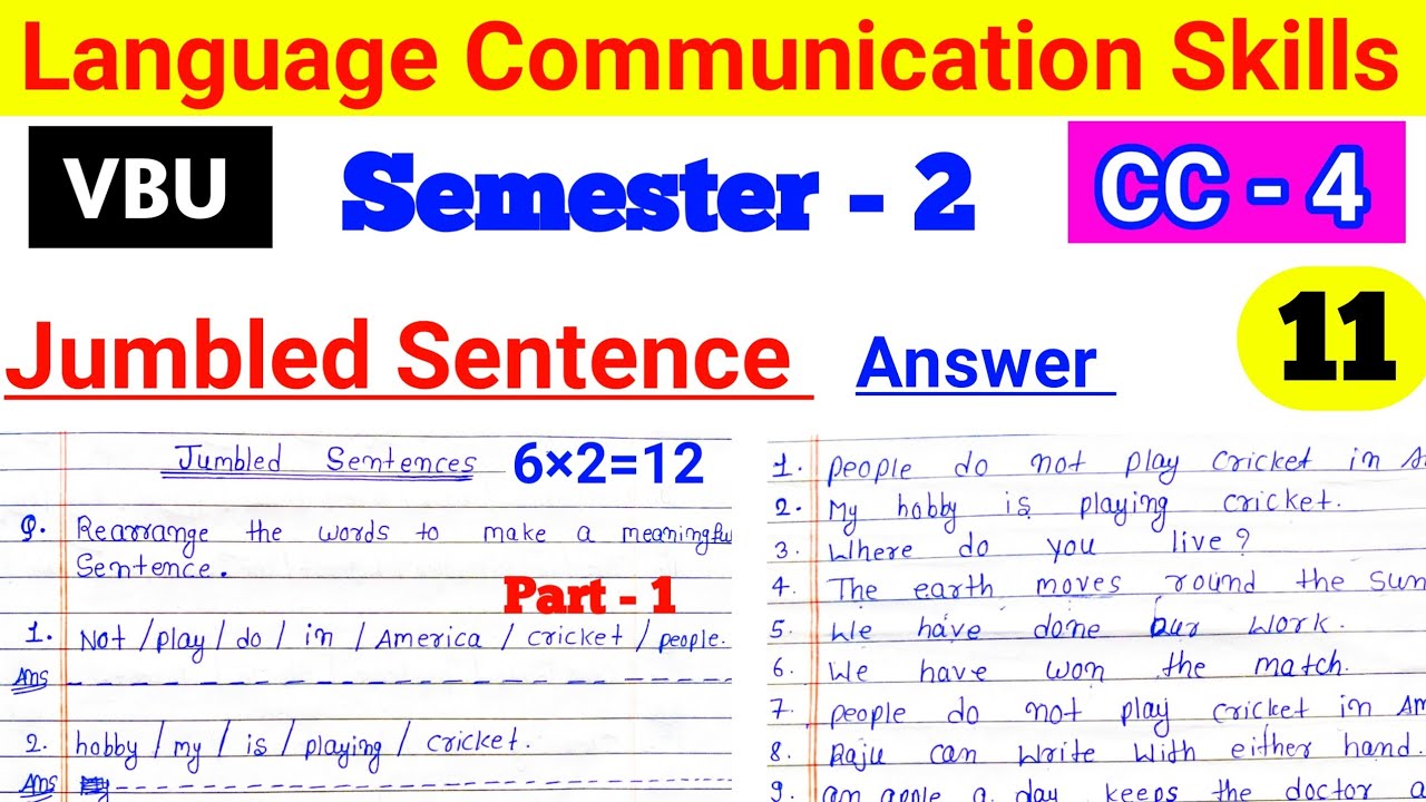 Jumbled Sentence English| sem 2 cc 4 language communication skills ...