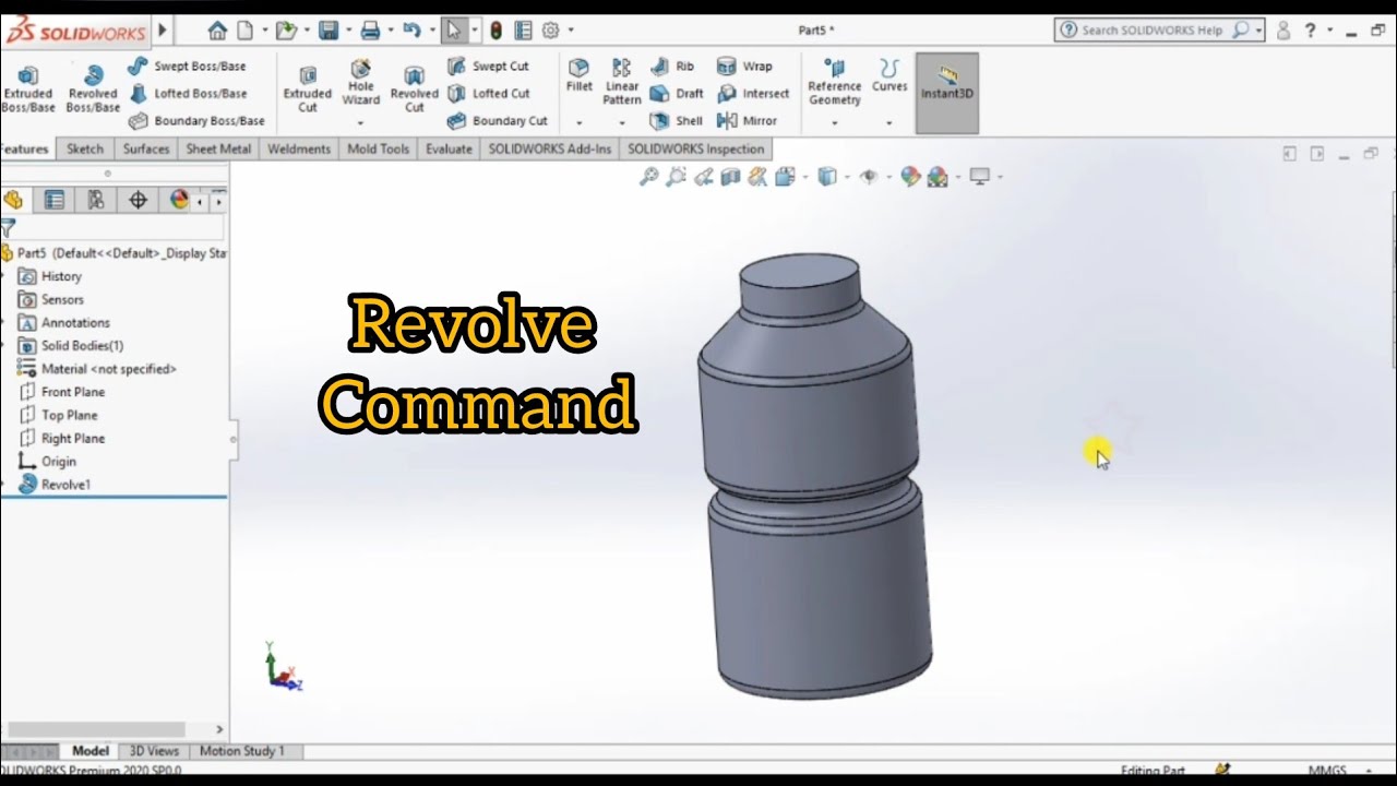 Revolve Command - SolidWorks (SGeN Engineering Solutions) - YouTube