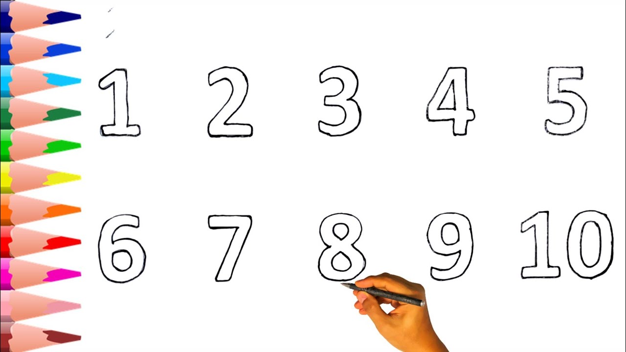 Drawing and Coloring Numbers for Toddlers|12345 numbers #254 - YouTube