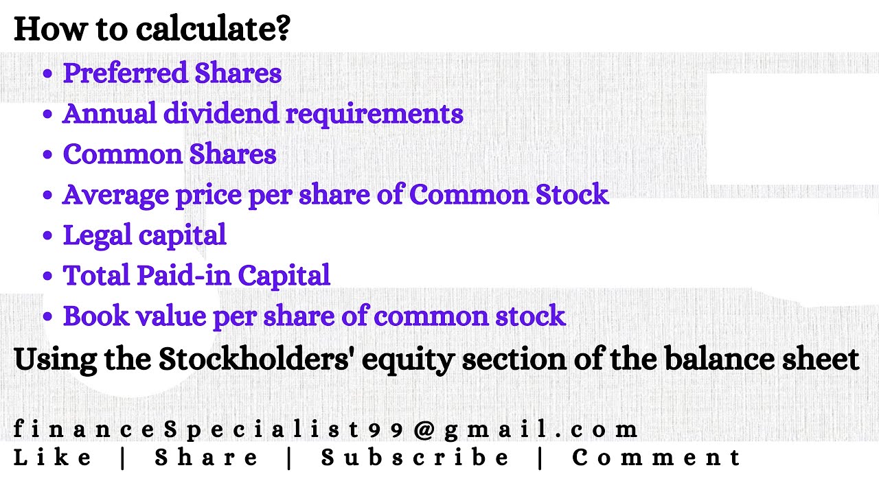Calculating Outstanding shares | Dividends | Legal capital | Avg issue ...