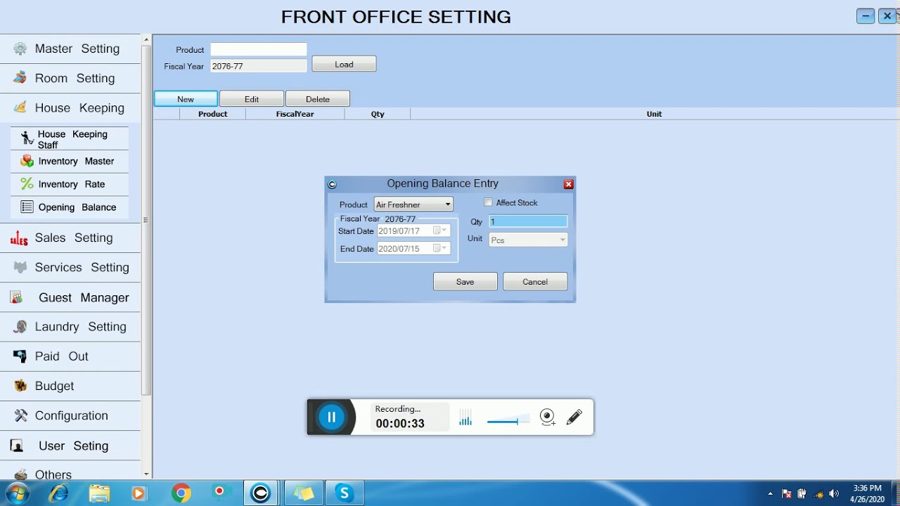 HOW TO SET OPENING BALANCE OF HOUSEKEEPING ITEMS - YouTube