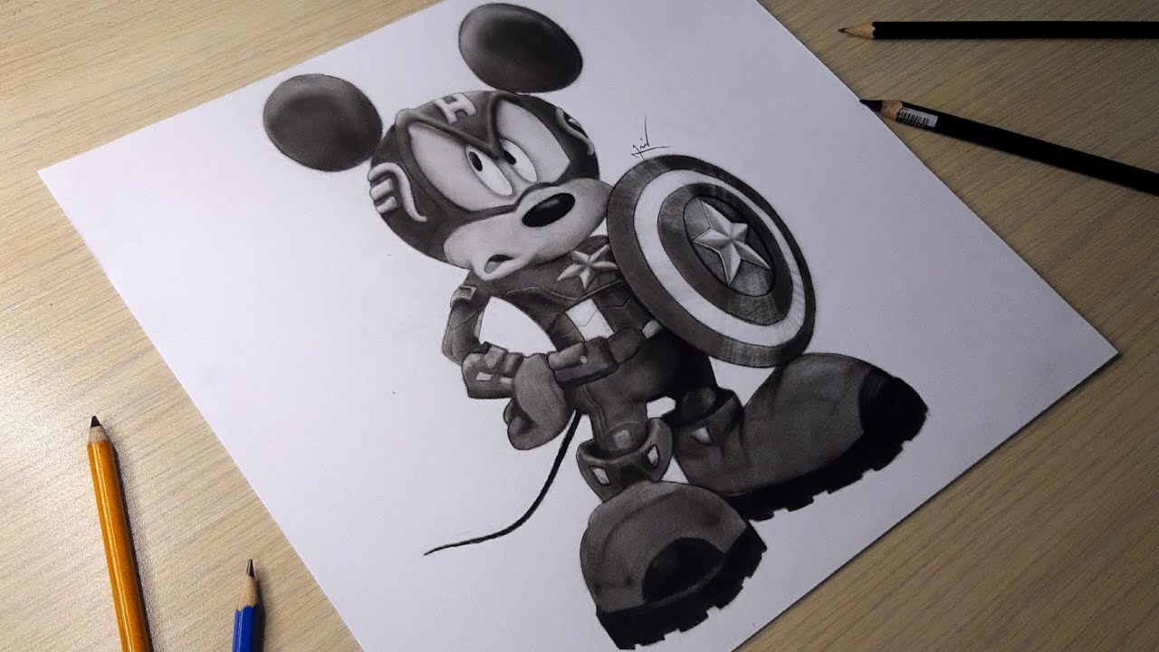 realistic Drawing Mickey Mouse, Time_lapse - YouTube