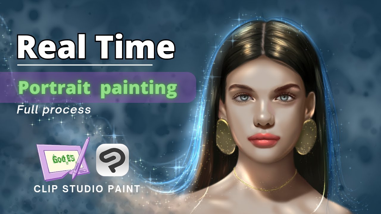 Realistic portrait digital painting step by step process - Real time ...