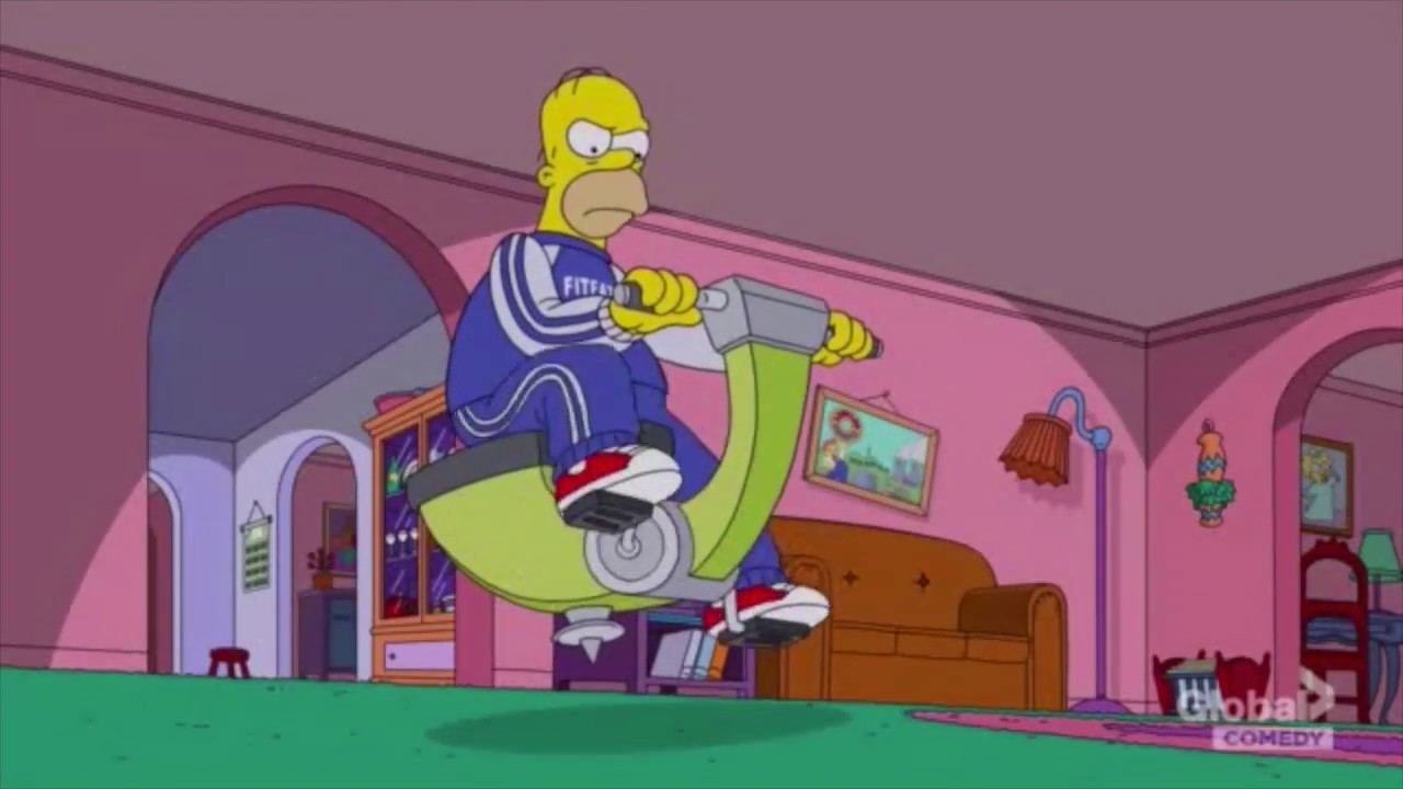 Homer on exercise bike - YouTube