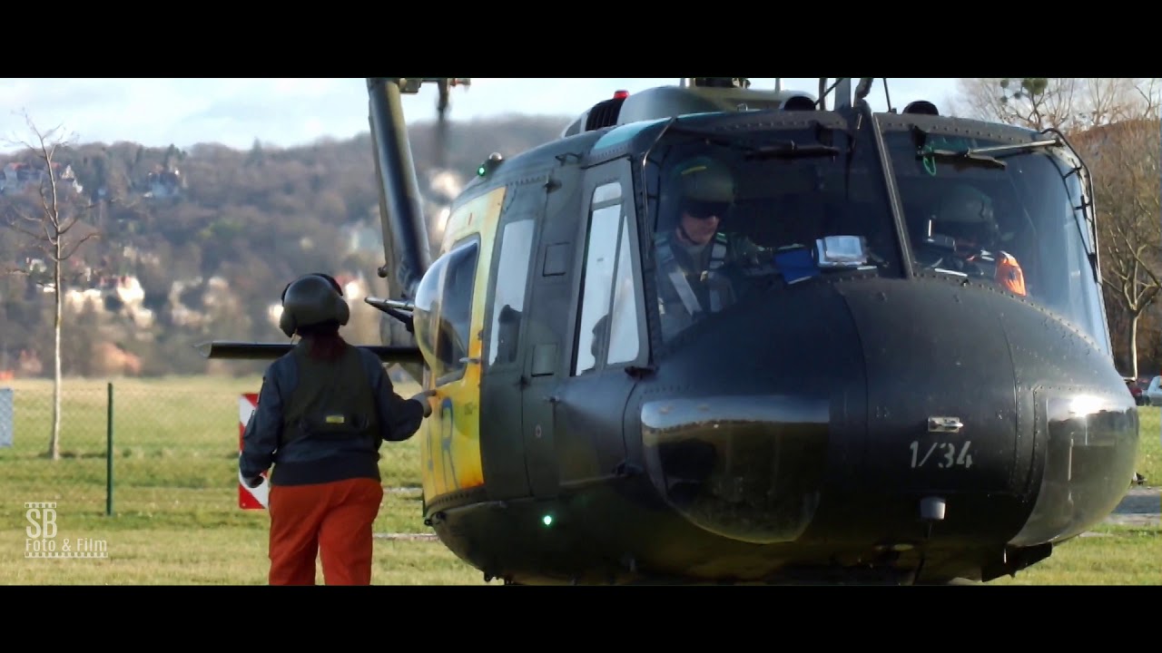 Bell UH-1D / SAR87 / Take-off Elbwiesen in Dresden - YouTube
