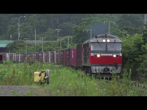 レッドベアーDF200 -102号機牽引 80レ 室蘭本線 有珠駅 - YouTube