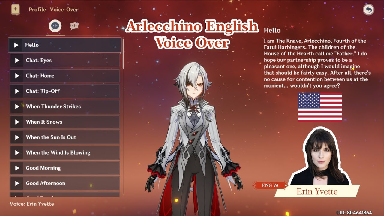 Arlecchino English Voice Lines by Erin Yvette - Genshin Impact 4.6 ...