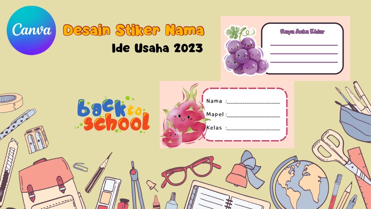Tutorial Desain Stiker Nama Dengan Canva | FREE TEMPLATE - YouTube