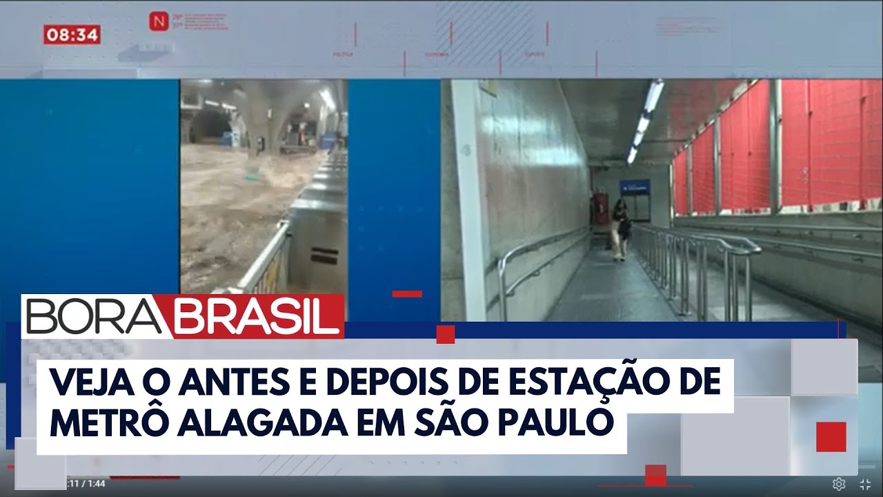 Vídeo mostra antes e depois de estação de Metrô alagada em SP | Bora ...