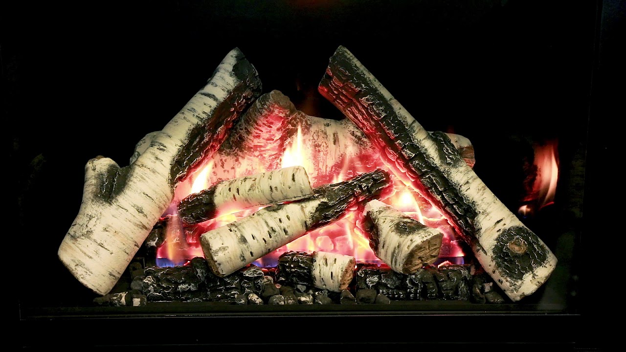 Valor G3.5 Gas Insert | Birch Logs with Reflective Glass Liner - YouTube