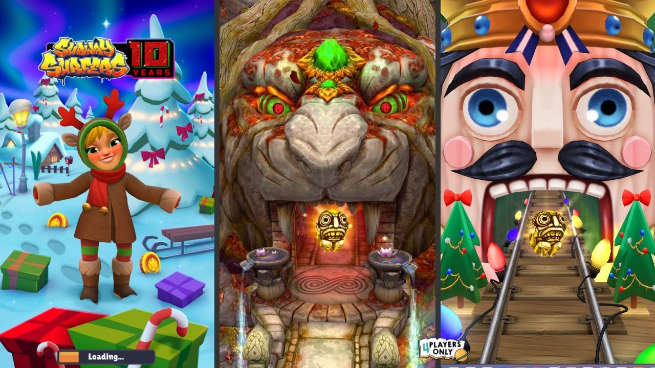 Subway Surfers 🎄 NORTH POLE! Vs Temple Run 2 🎅 JUNGLE FALL Map Versus ...