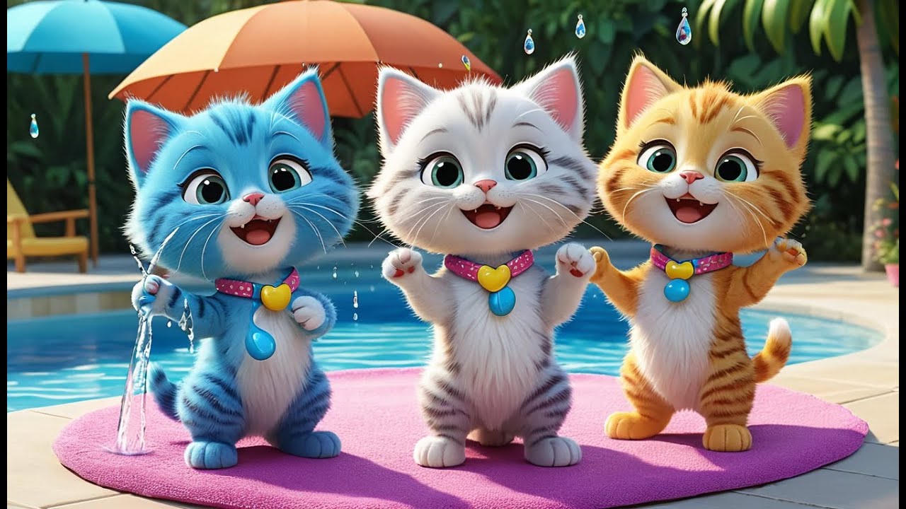 Six Little Kittens Jumping in the Pool | Fun Pool Party Song for Kids ...