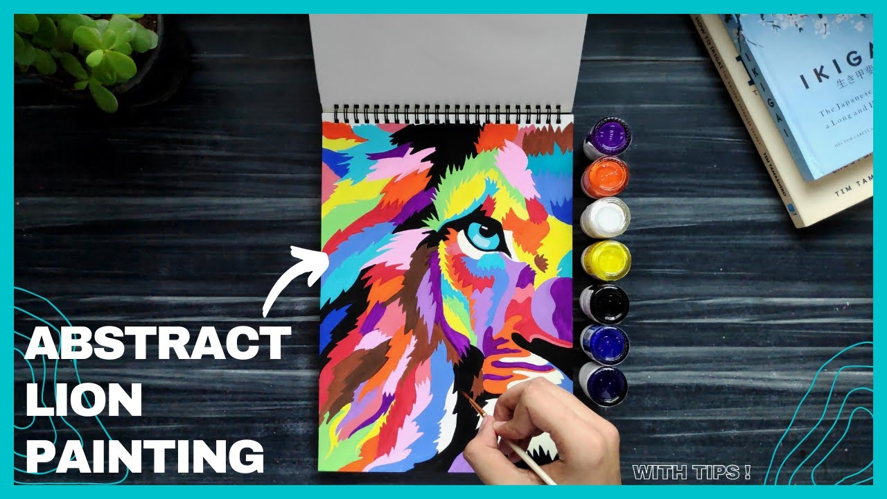 Abstract Lion Poster Color Painting Tutorial | How to Draw A Lion ...
