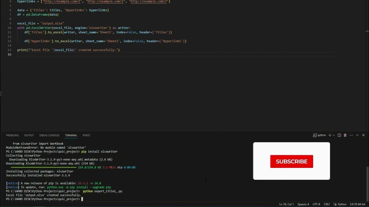 ModuleNotFoundError: No module named 'xlsxwriter' - Python - YouTube