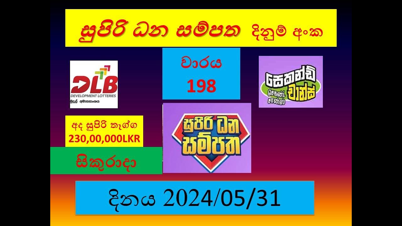 SUPIRI DHANA SAMPATHA198 2024.05.31 Today Lottery Result අද සුපිරි ධන ...