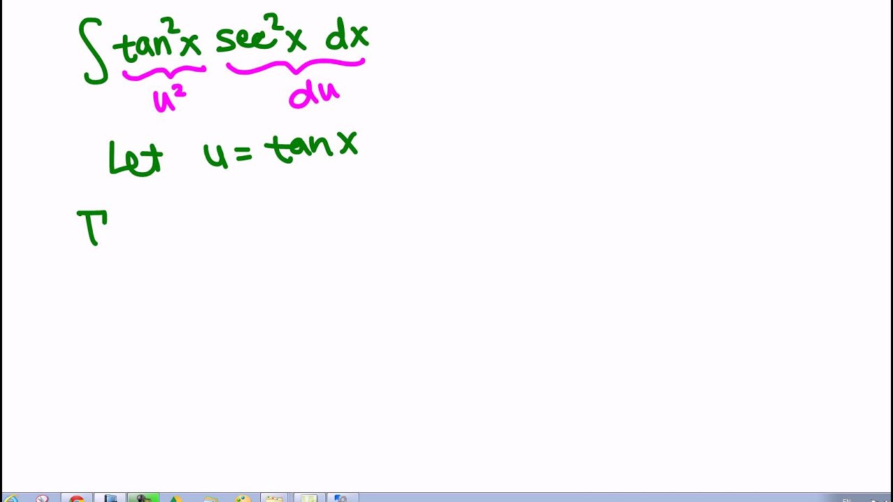Calc II Integration Of Tan 2 X Sec 2 X YouTube