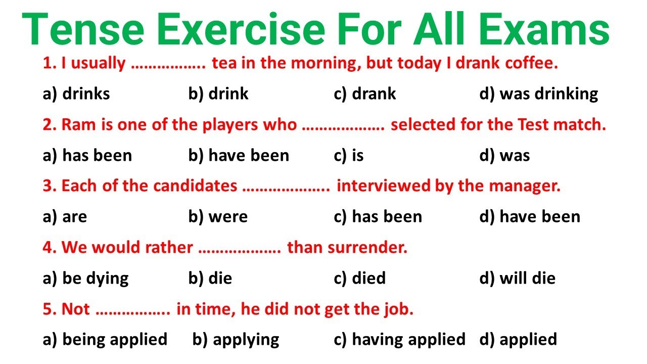 Tense Exercise For All Exams | Tense in English Grammar - YouTube