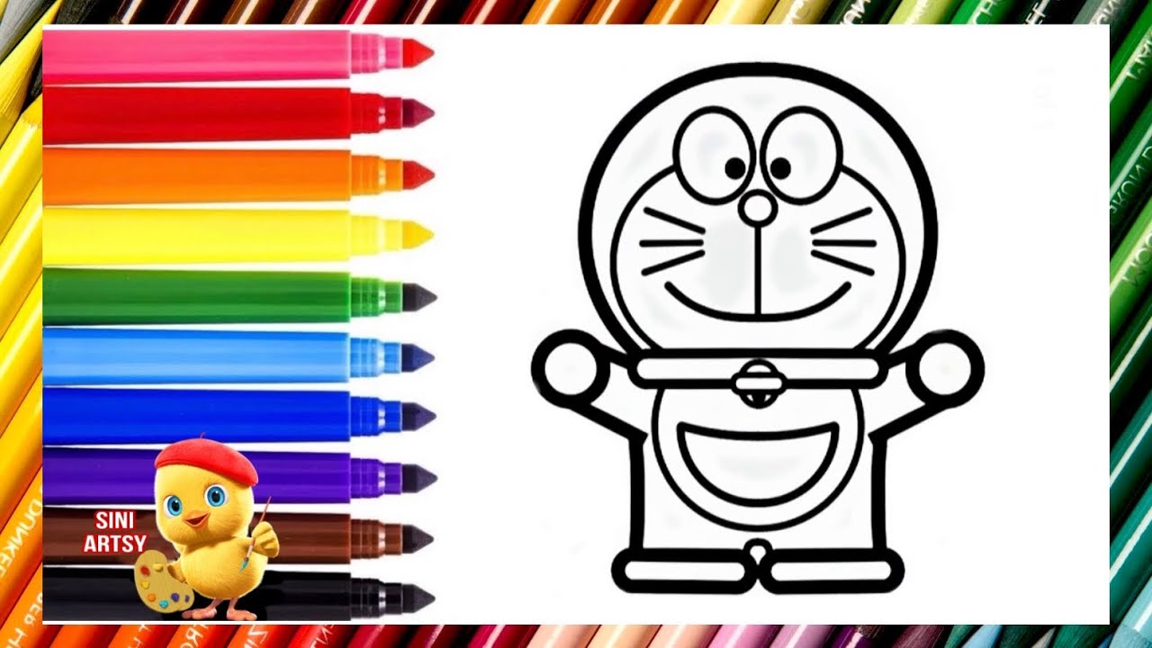 Easy DORAEMON Drawing, Painting & coloring for Kids and Toddlers - YouTube