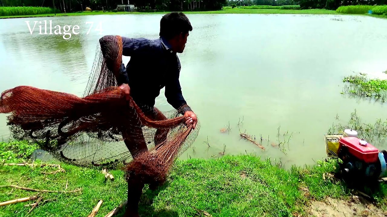 Best Cast Net Fishing।Traditional cast net fishing in River।Fishing ...