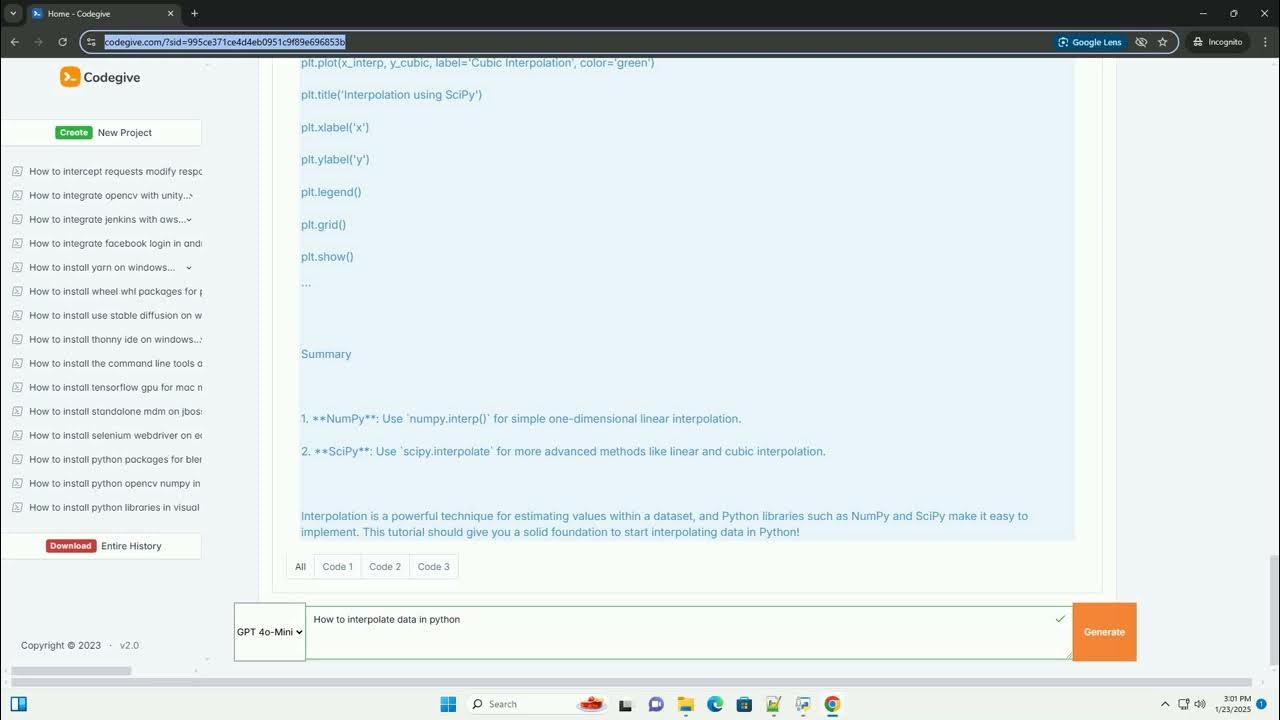 how to interpolate data in python - YouTube