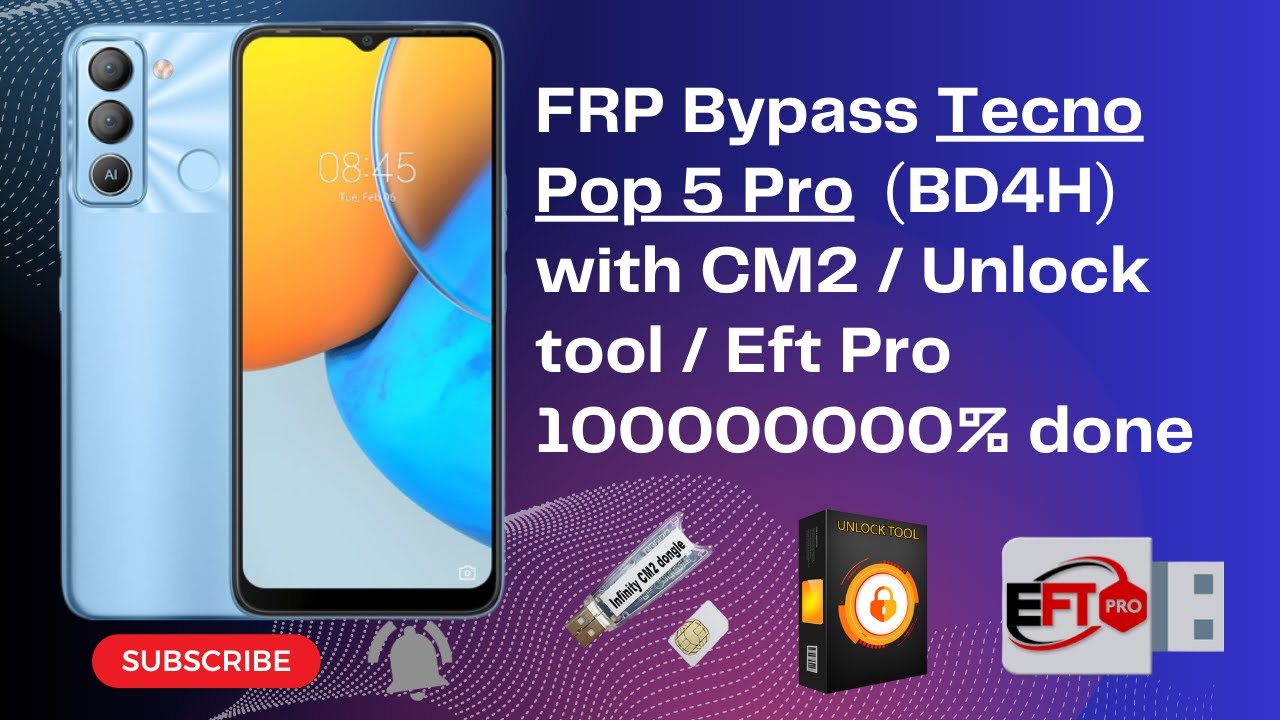 FRP Bypass Tecno Pop 5 Pro (BD4H) with CM2 Unlocktool EftPro 100% done ...