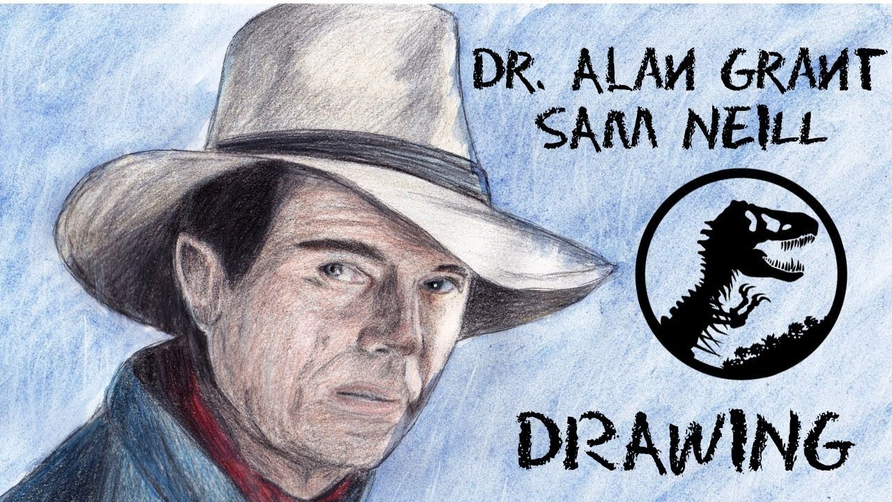 Alan Grant | Sam Neill | JURASSIC PARK | colored pencil portrait - YouTube