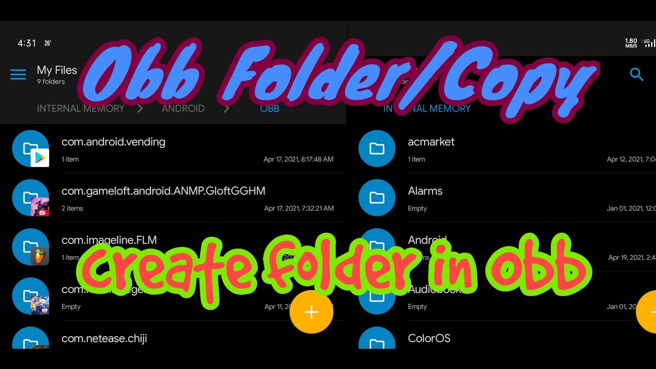 How To Create Folder On Obb & How To Copy Android 11 For All Devices ...