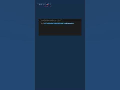 How to Use React 18's useTransition Hook - YouTube