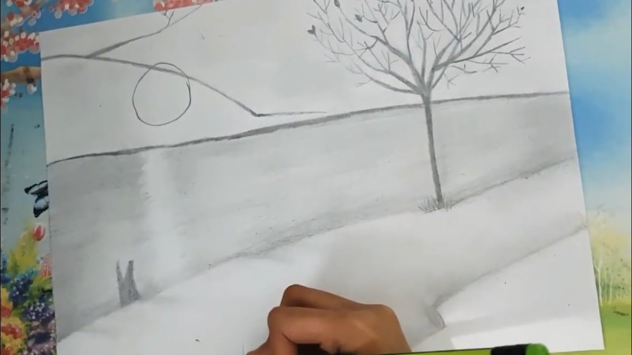 How to draw a scenery with moon | pencil sketch - YouTube