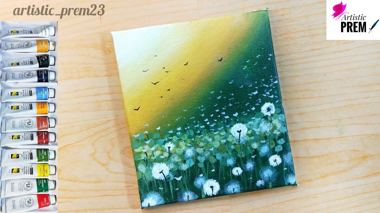 Dandelion Field Acrylic Painting : Tutorial - YouTube