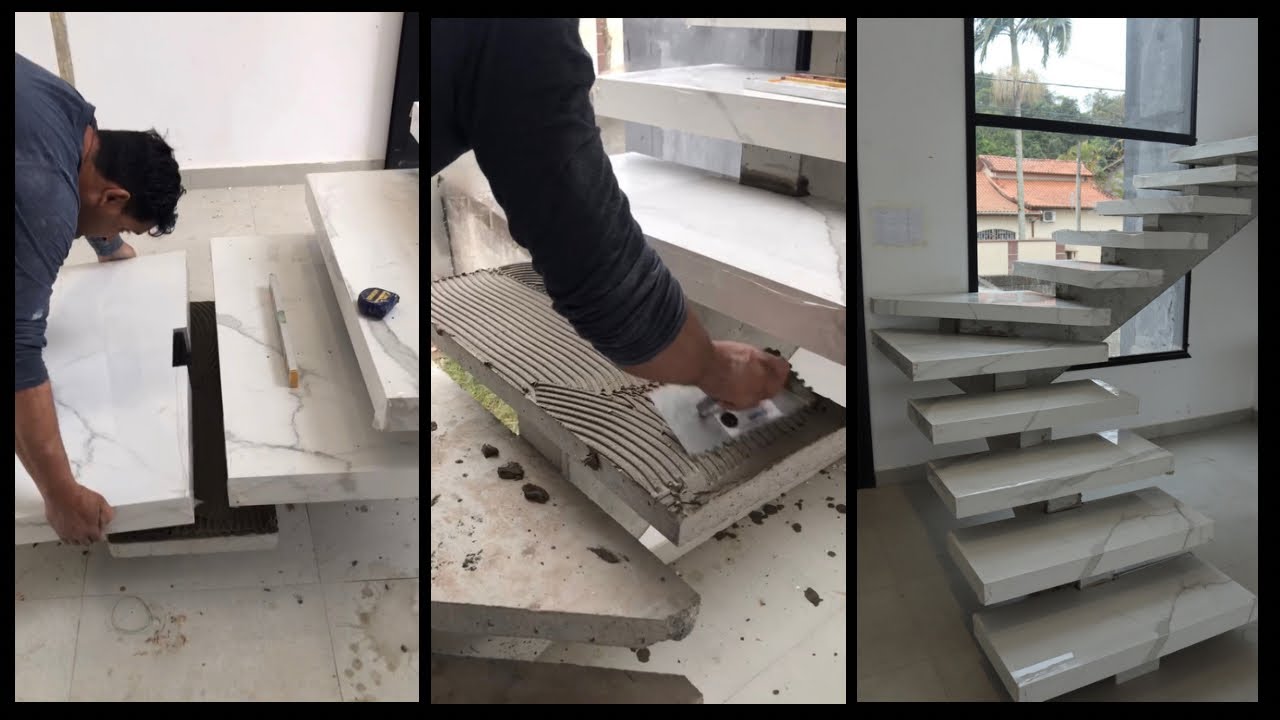 Como revestir escada de porcelanato - YouTube