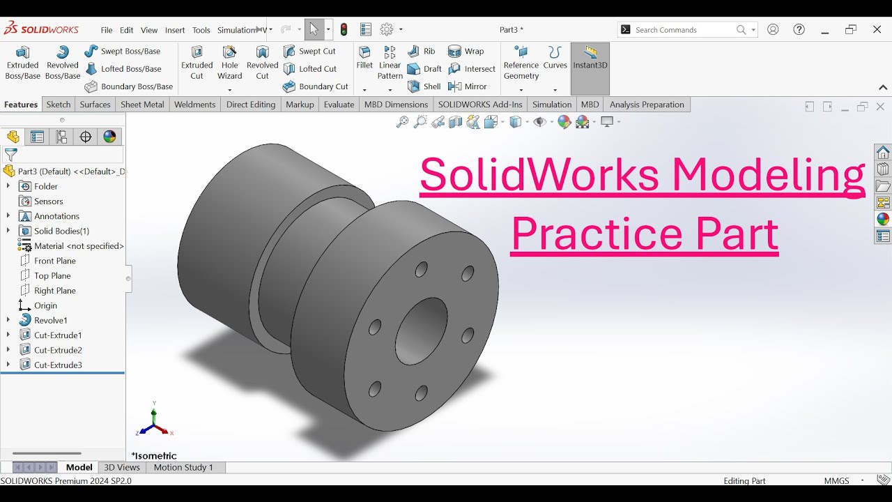 SolidWorks Part Modeling Tutorial for Beginners | 3D Part in SolidWorks ...