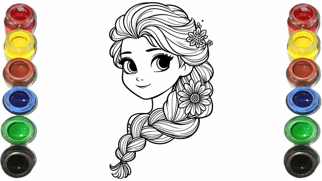 Cute Elsa Frozen Drawing for kids, Painting & Coloring for kids ...