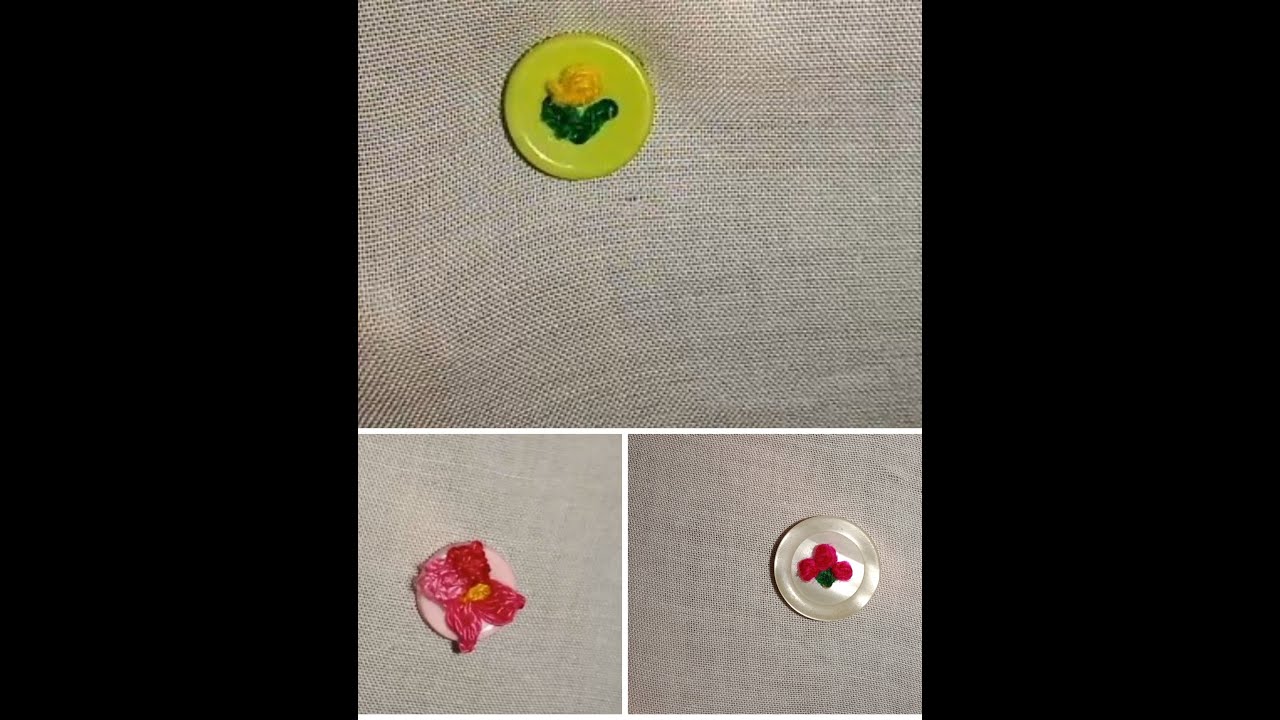 Embroidery technique with button embroidery DIY/ 3 type of button ...