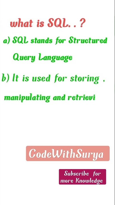 What Is Sql Sql Shorts Codewithsurya Youtube 