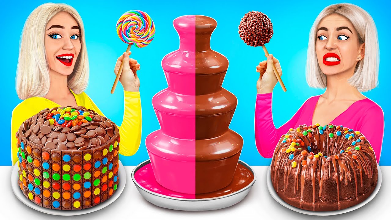 Chocolate Fountain Fondue Challenge | Sweet Battle with Only Chocolate ...