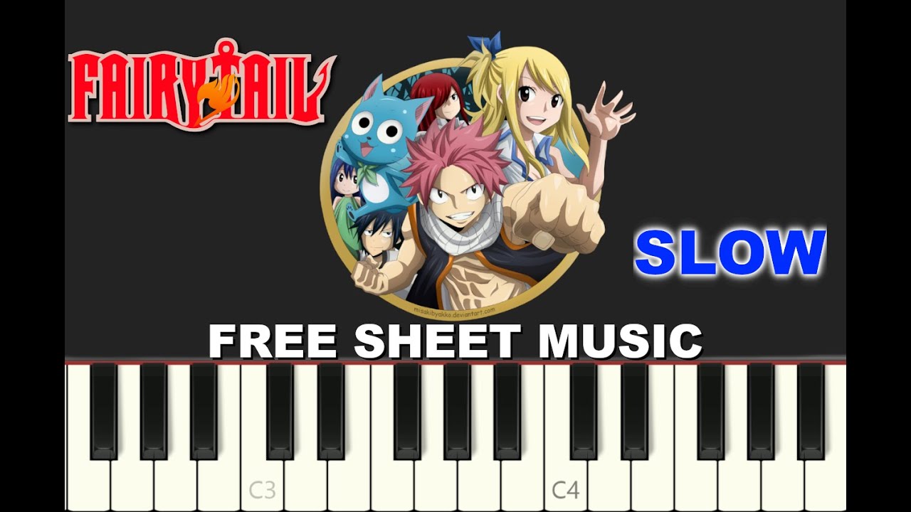 SLOW piano tutorial "FAIRY TAIL THEME SONG" with free sheet music (pdf) - YouTube