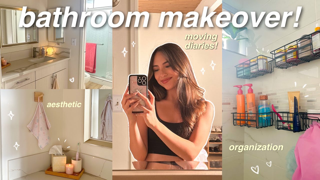 BATHROOM MAKEOVER! 🛀🏼 🫧 organizing, decorating, cleaning, self care products, etc! *aesthetic ...