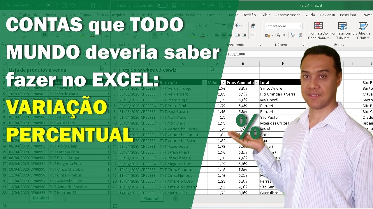 Como Calcular Variação Percentual no EXCEL - 4 de 4 - YouTube