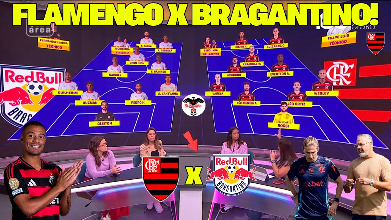 FLAMENGO X RED BULL BRAGANTINO! FILIPE LUÍS VAI PRA CIMA! RUNCO ...